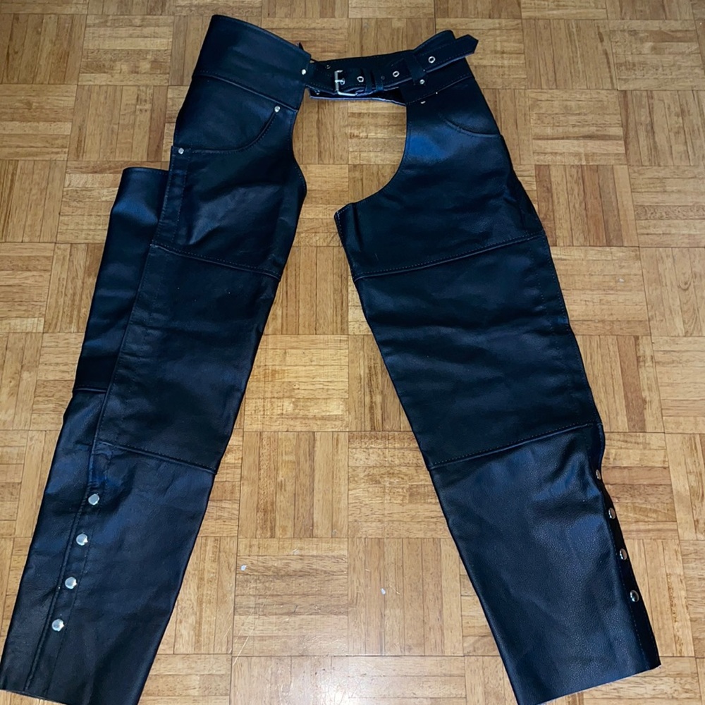 Alpha Cycle Gear Leather Motorcycle Chaps - Gem
